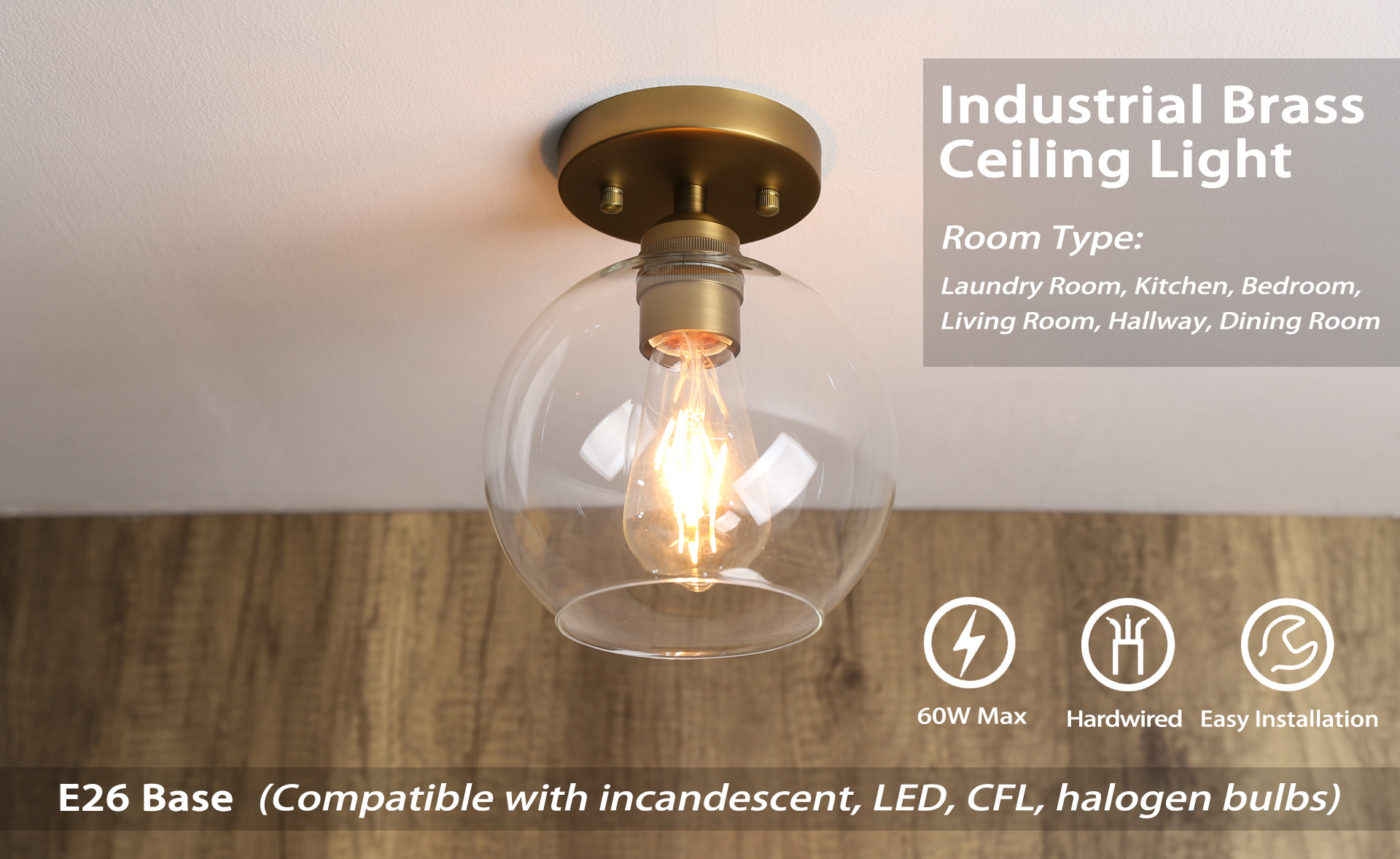 Incandescent Assembly Ceiling Light Fixtures Semi Flush Mount Ceiling