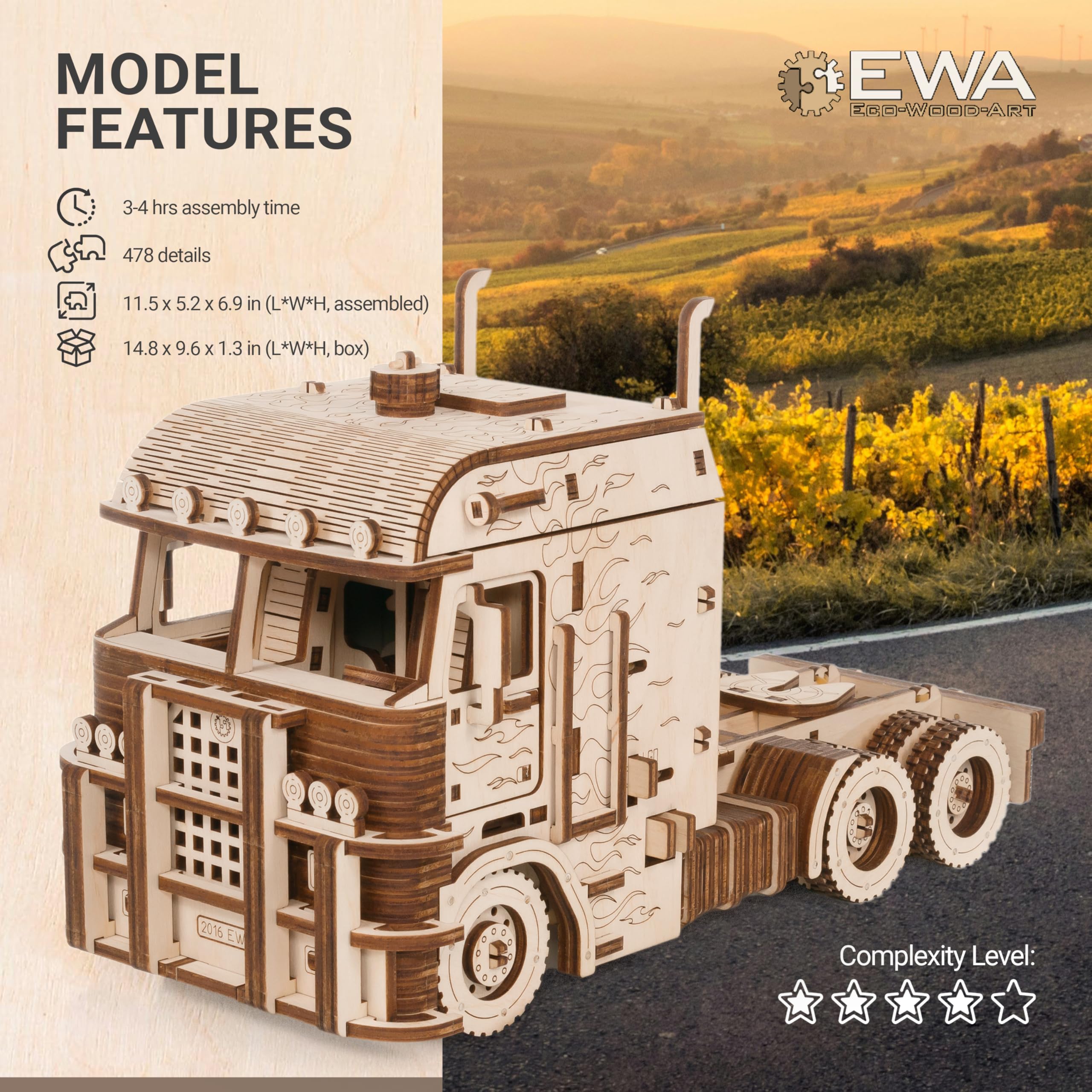 Wooden Construction Kits EWA Eco Wood Art Mechanical Model Grain ...