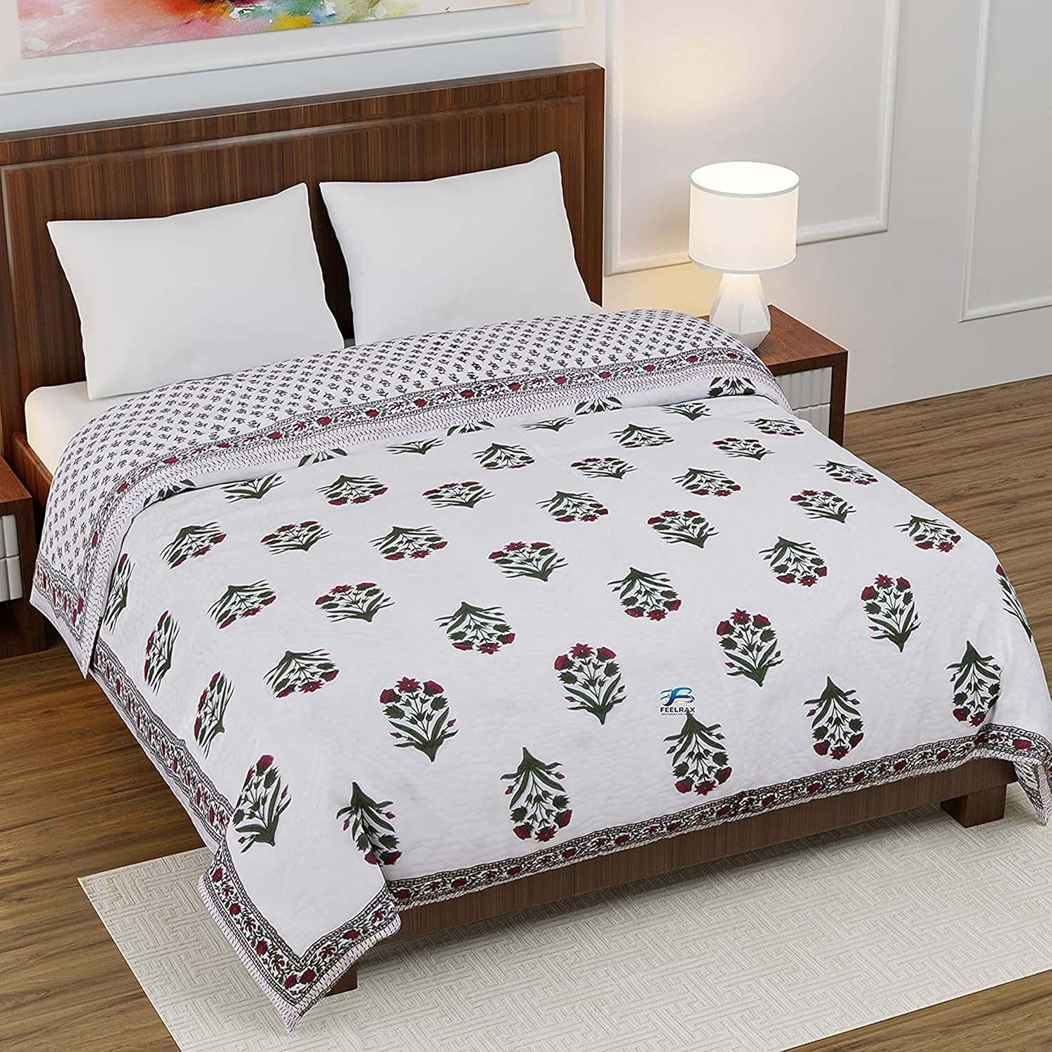 Buy HOMINZO 400 TC Jaipuri Light Weight Pure Cotton Traditional Hand ...