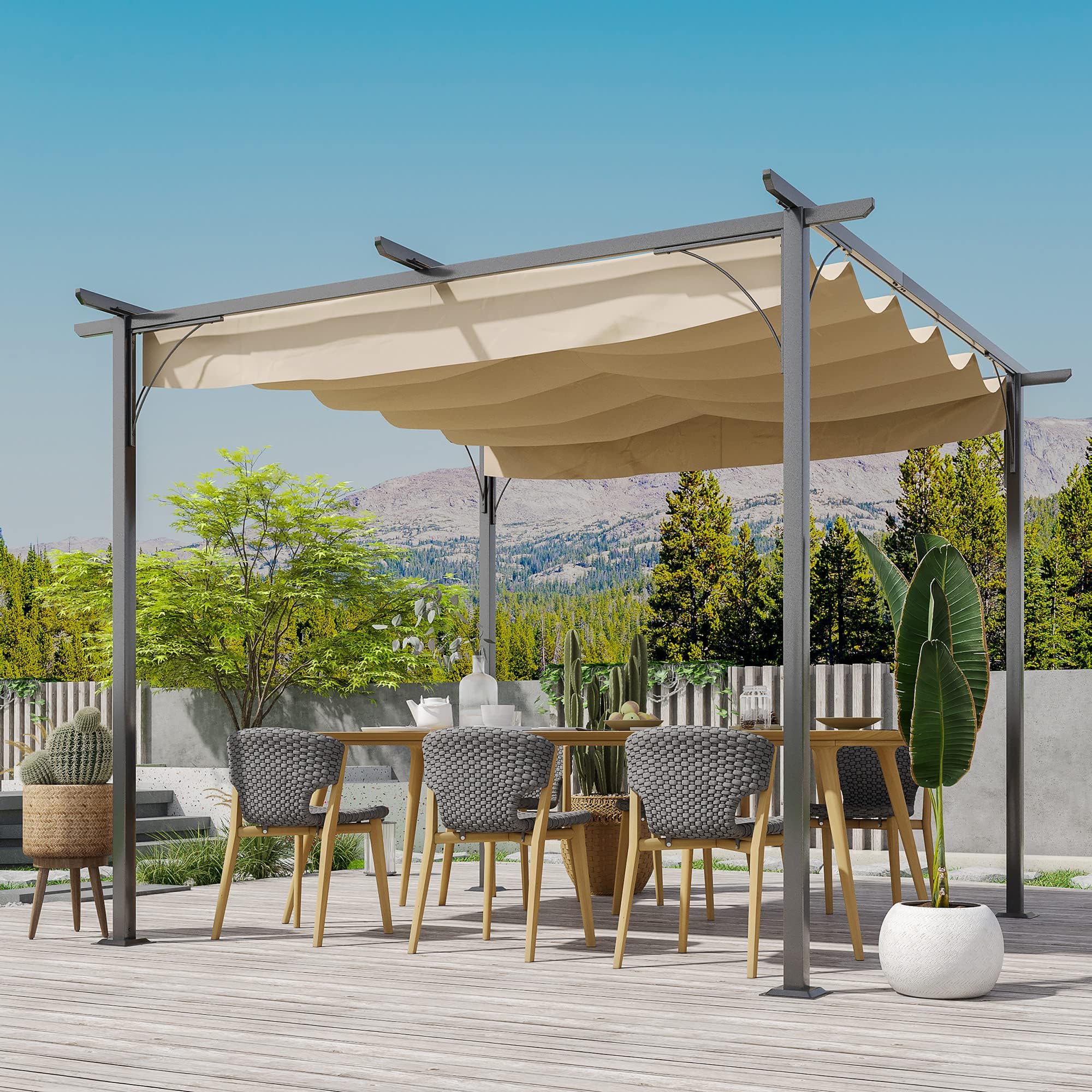 Pergola 3m x 3m Garden Shade Gazebo Weather Proof, Aluminium, Garden ...