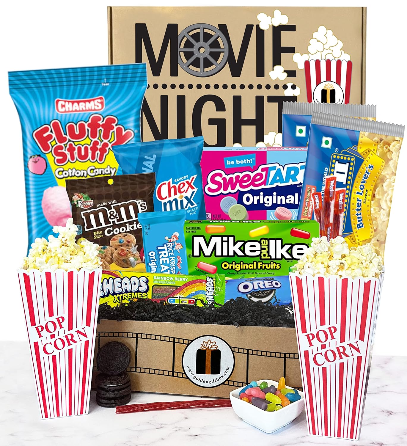 Amazon.com: Deluxe Movie Night Gift Popcorn Buckets, Popcorn, Snacks ...