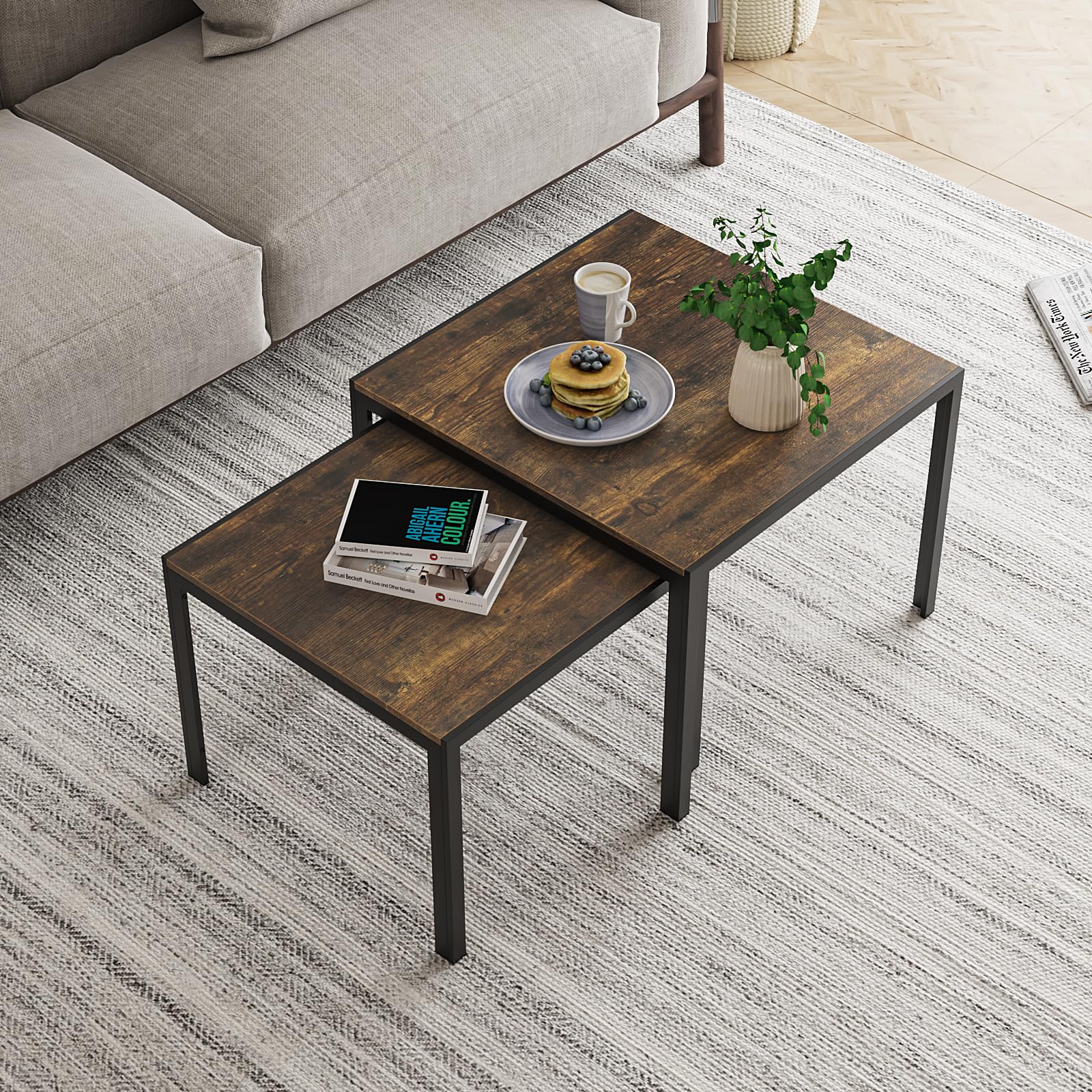 Snapklik.com : Smuxee Nesting Coffee Table Set Of 2, Square Modern ...