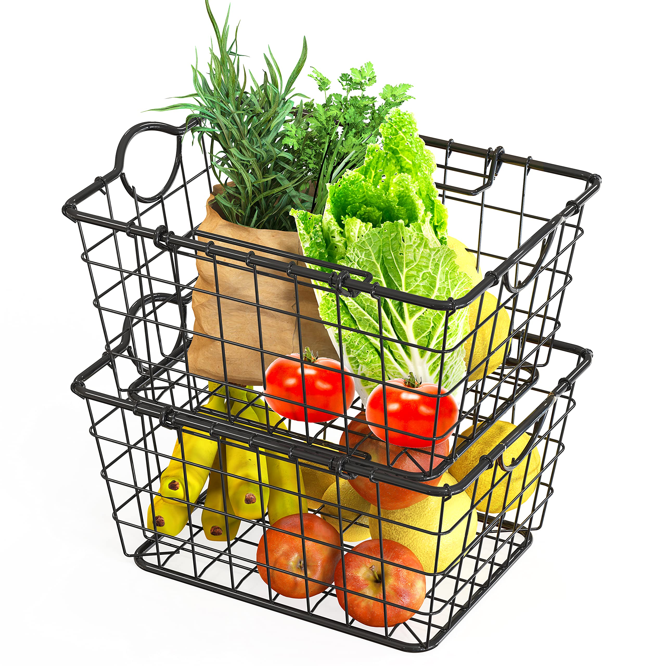 Amazon.com - Simple Houseware 2 Pack Stackable Single Wire Basket, (11. ...