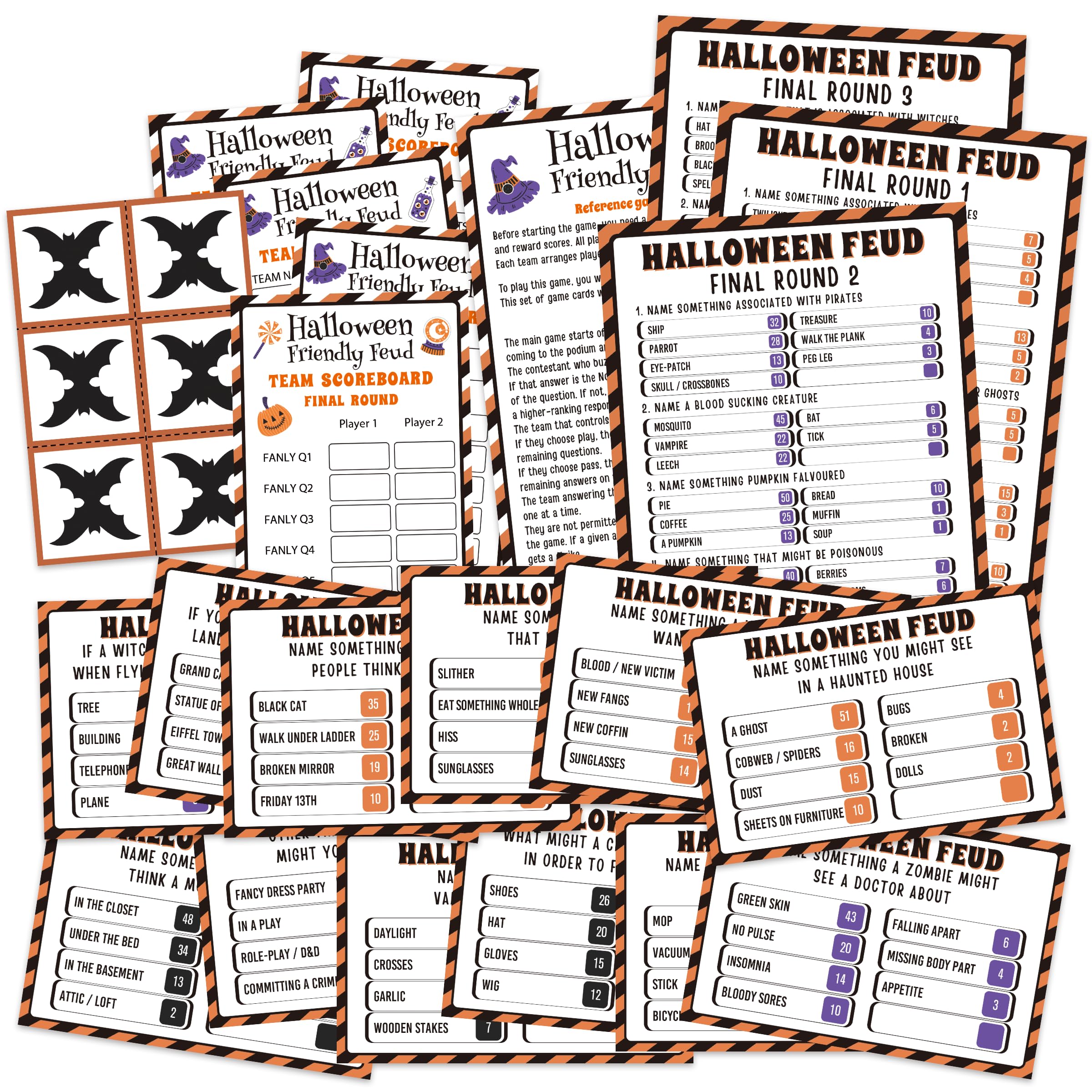 Amazon.com: ZAQTS Halloween Friendly Feud Card Game, Halloween Party ...