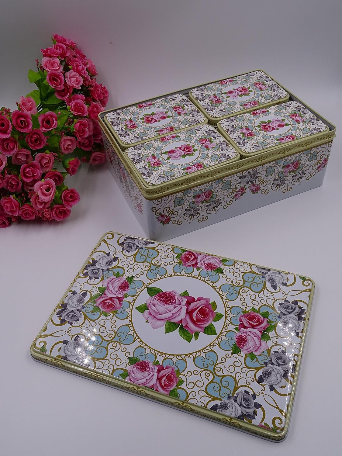 Amazon.com: Beautiful Cottage Themed storage tins, shabby chic,set of 5 ...