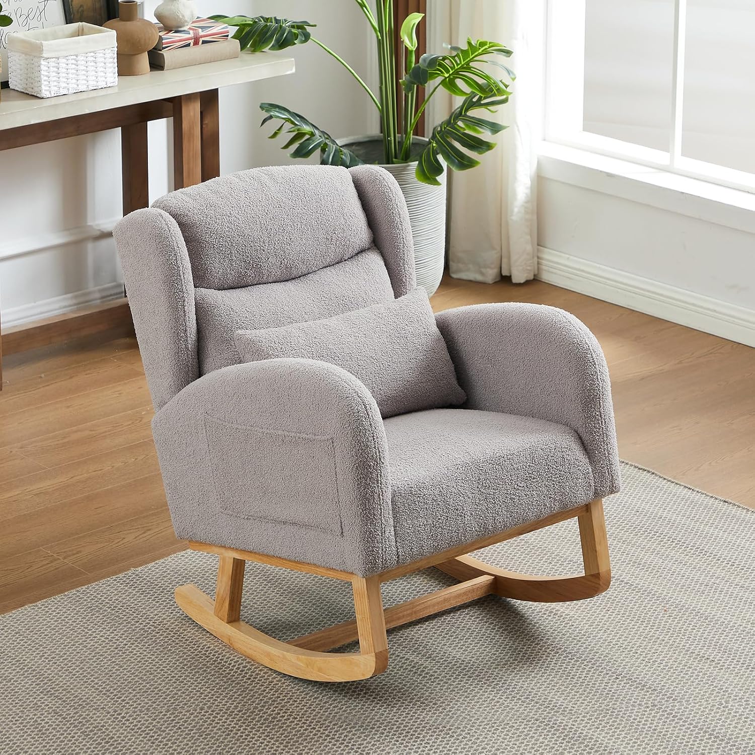 Amazon.com: Rocking Chair Nursery,Upholstered Boucle Glider Rocking ...