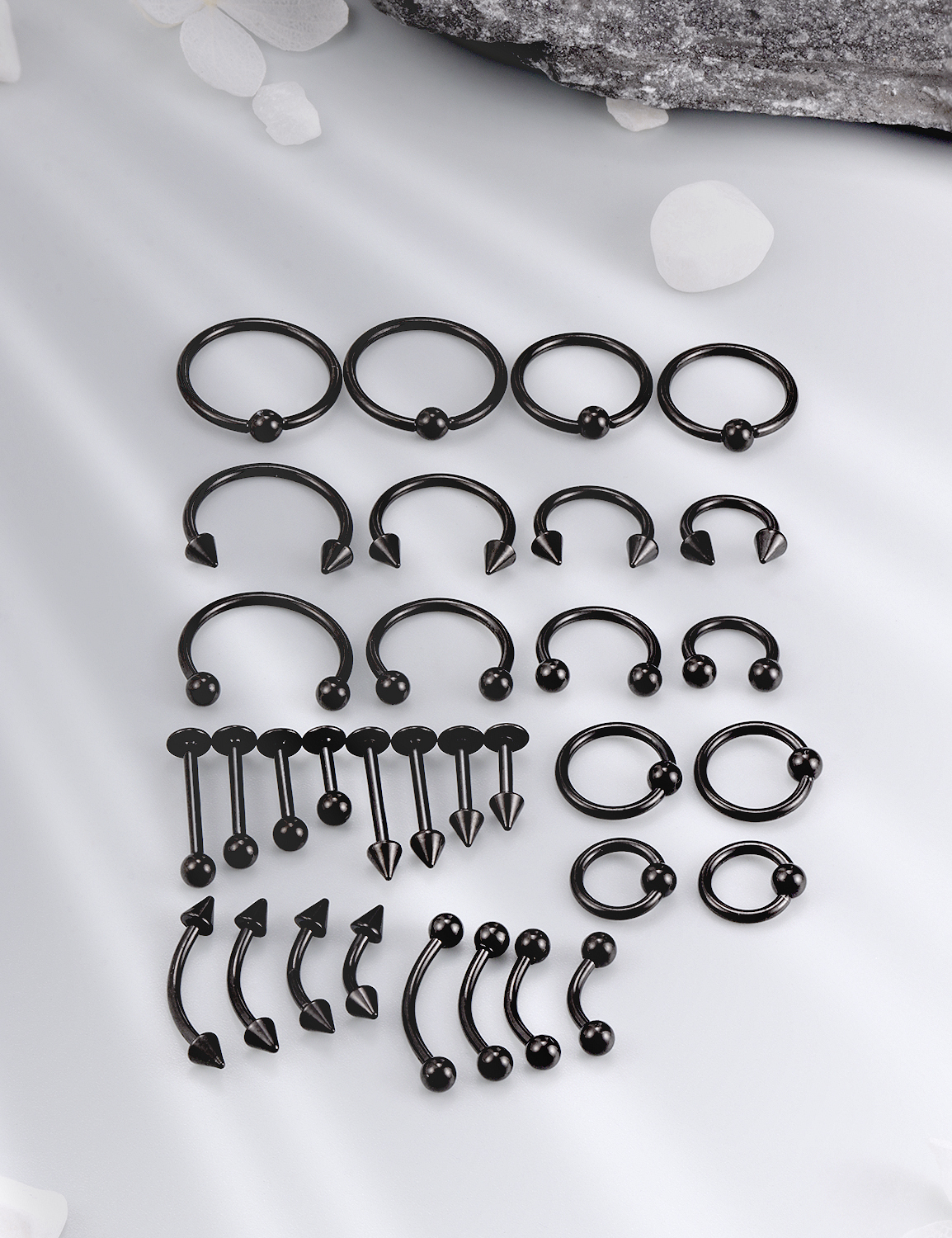 Eyebrow Rings Dyknasz 16g Lip Rings Stainless Steel Snake Bite Jewelry ...