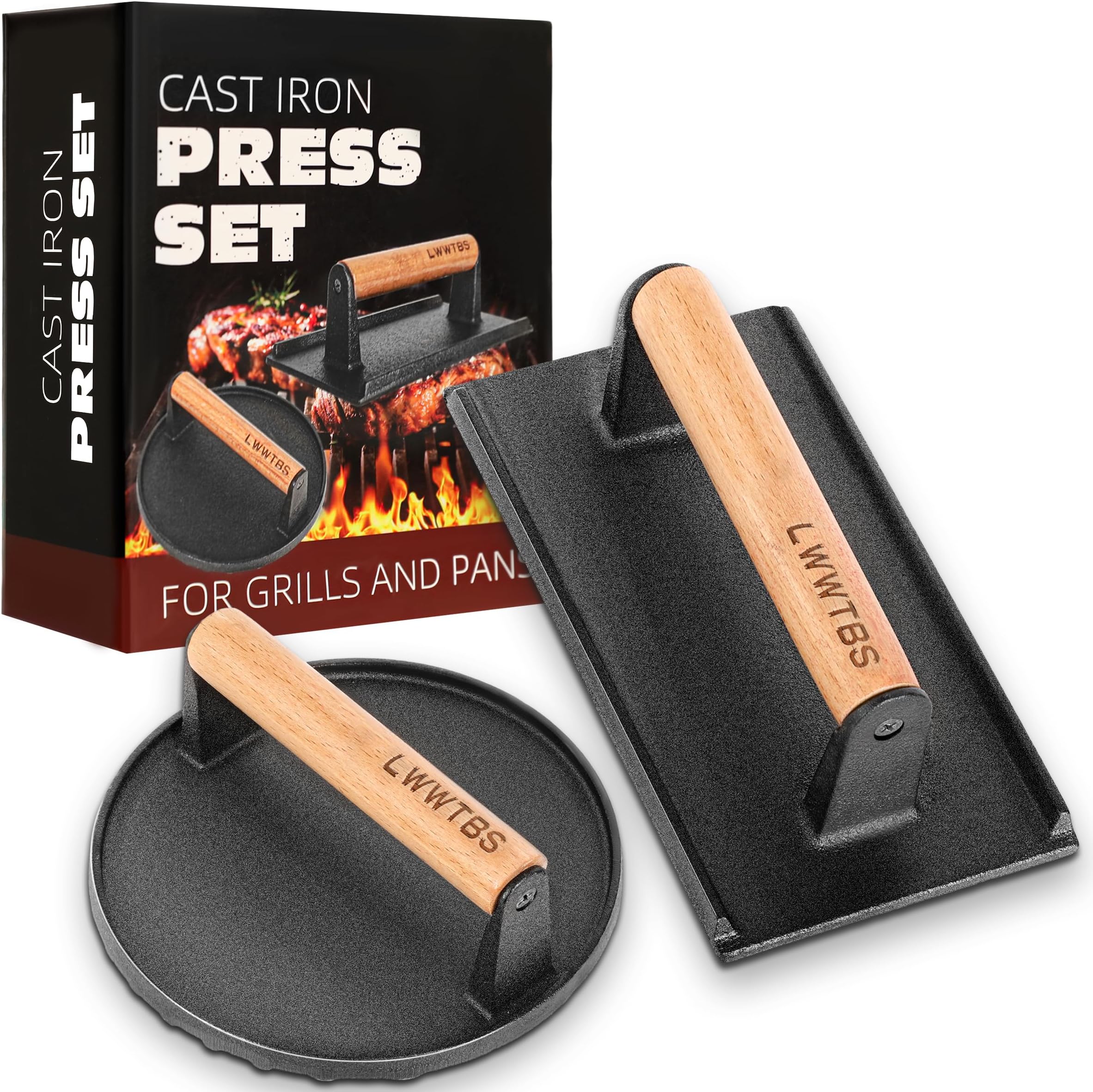 Amazon.com: PIQUEBAR Burger Press Cast Iron Grill Press Bacon Press for ...
