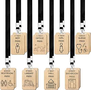 Amazon.com: 24 Sets Wooden Hall Pass Lanyards School Passes Set for ...