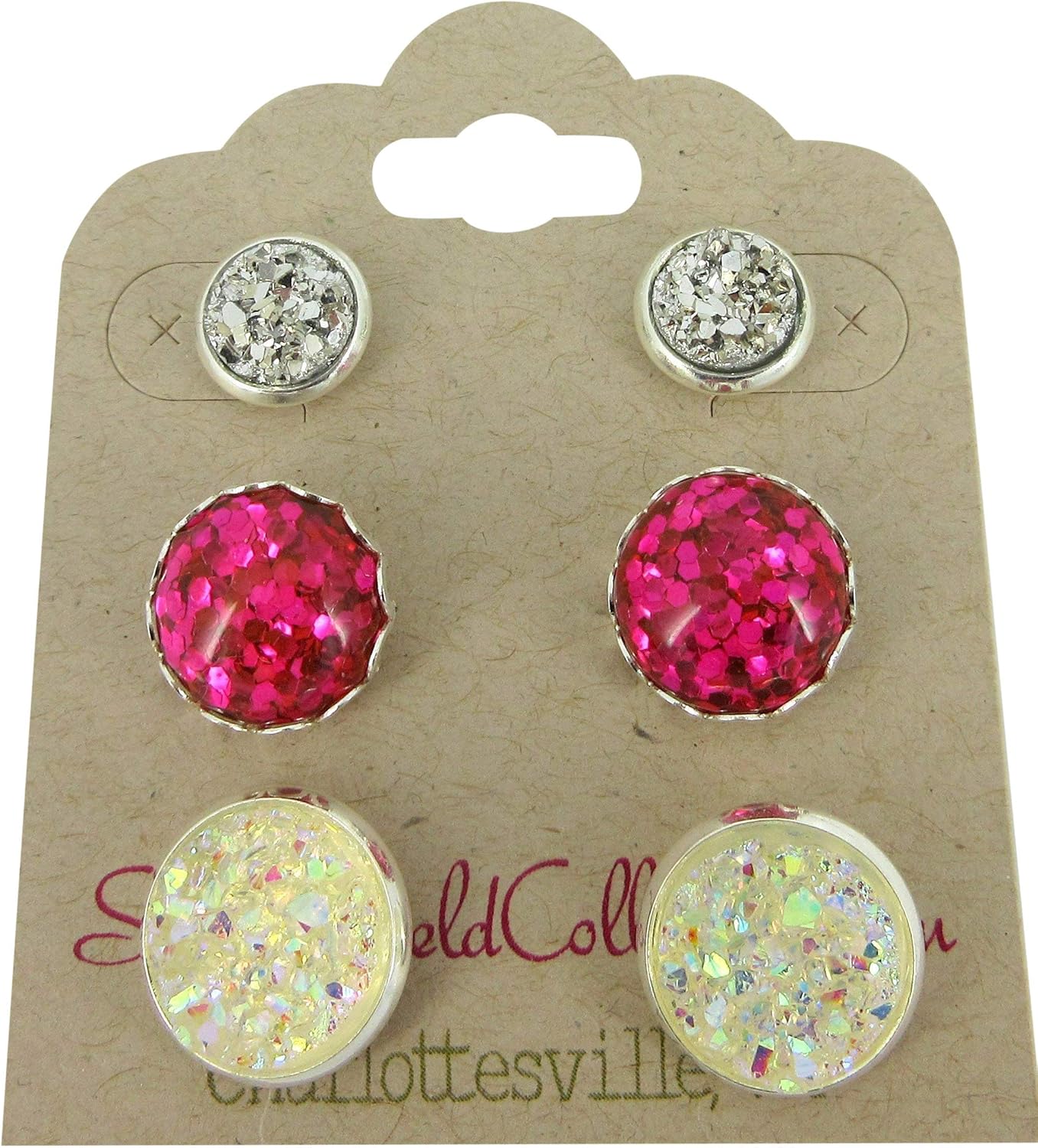 Amazon.com: Summerfield Collection Trio Silver-tone Stud Earrings Faux ...