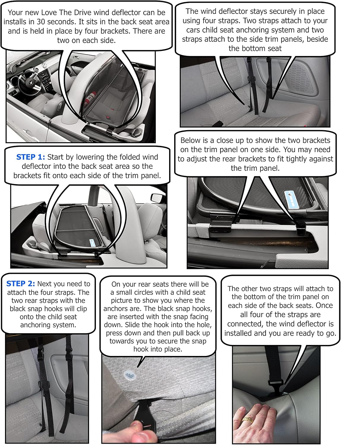 Mustang Convertible 2005 to 2014 Love The Drive Wind Deflector ...