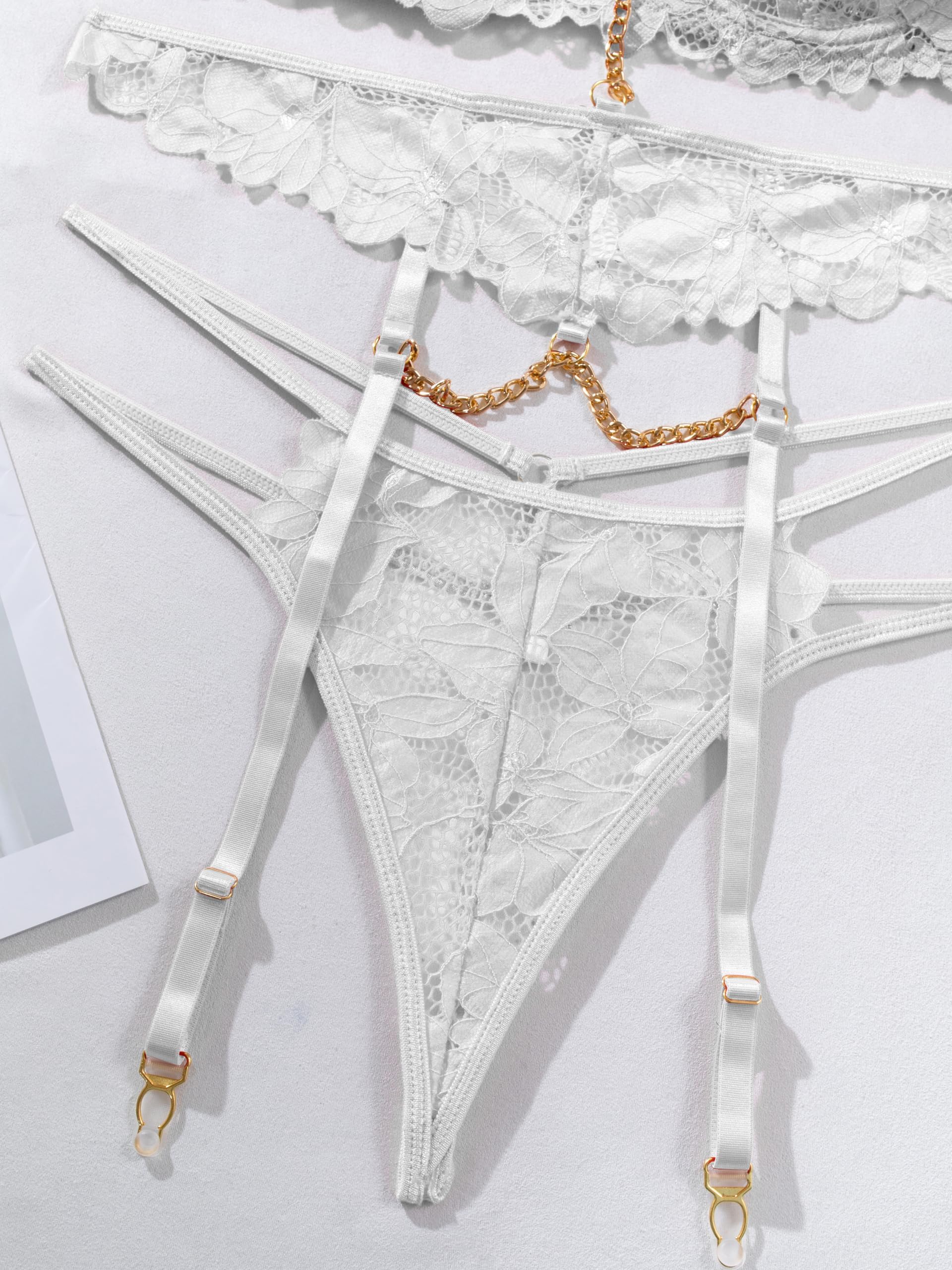 Snapklik.com : Sexy Chain Floral Lace Underwire Push Up Garter Belt ...