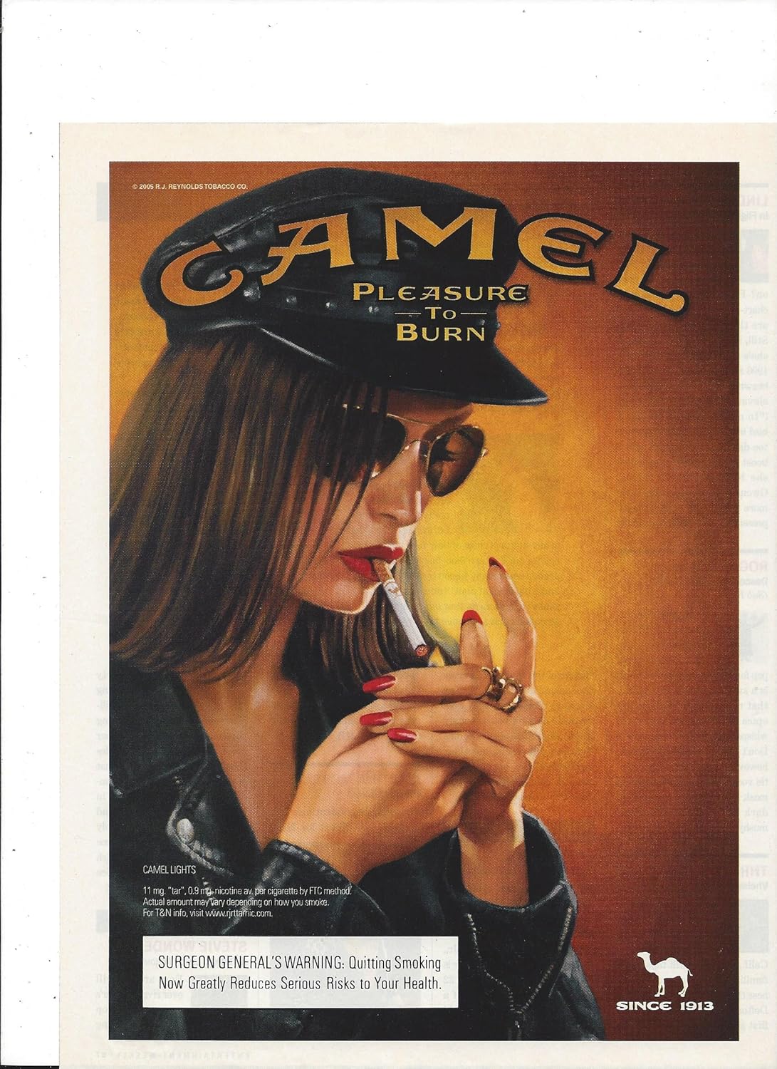 Amazon.com: MAGAZINE AD For Camel Lights 2005 Magazine Ad Pleasure To Burn Brunette : Everything ...