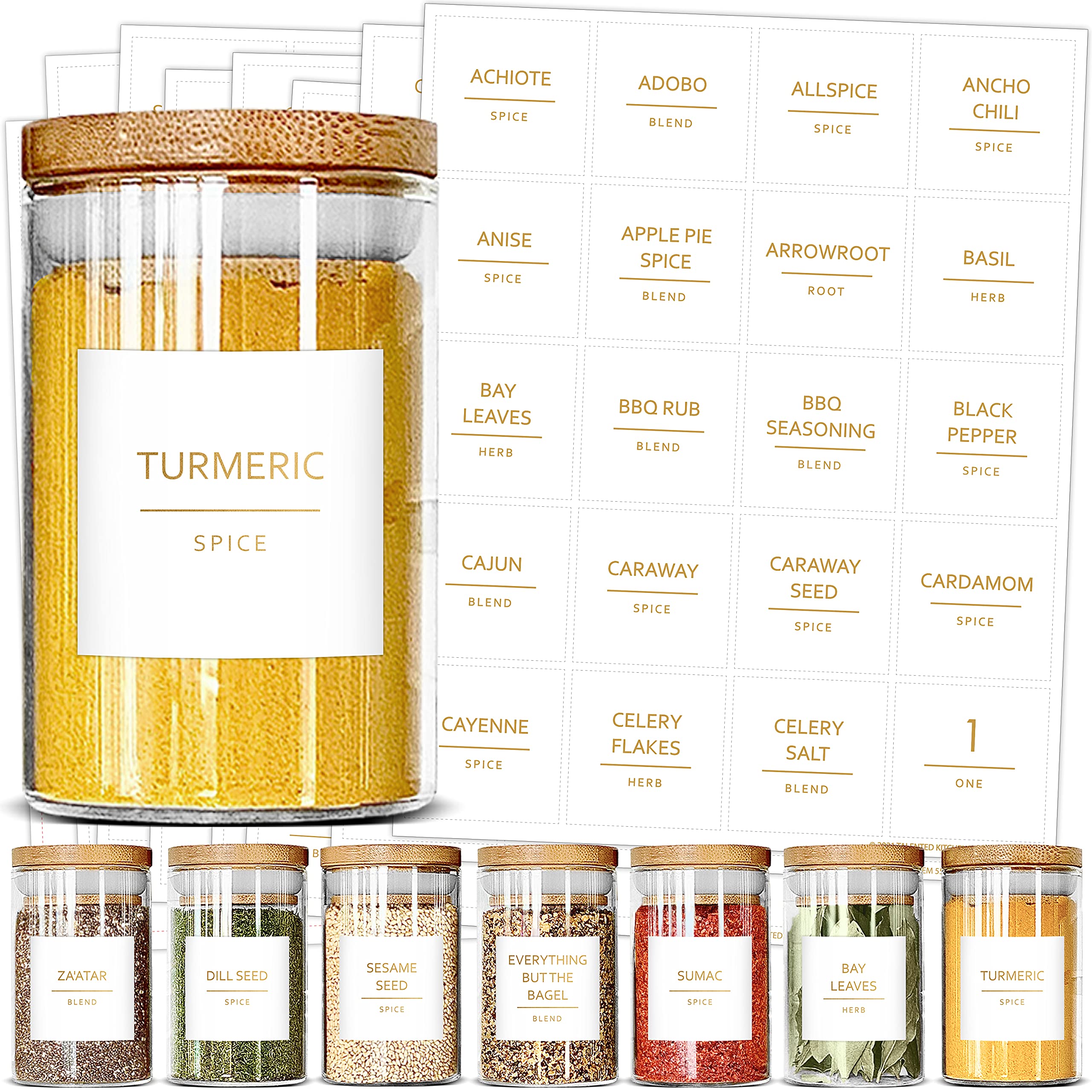 Talented Kitchen 184 Gold Spice Jar Labels. 184 Minimalist Spice Labels ...