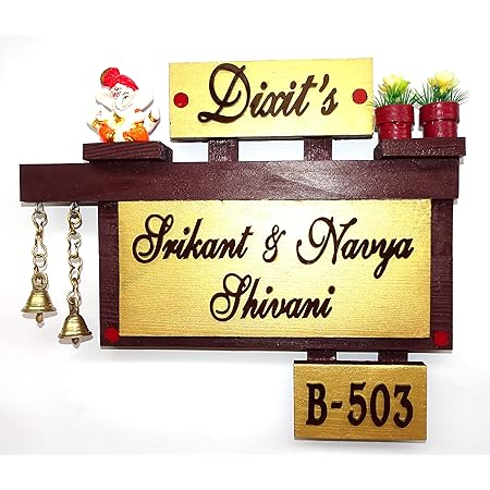 Buy Karigaari India Customized Wooden Family Name Plate for Home ...