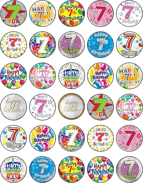 Amazon.com: 30x 7th Birthday Cupcake Toppers – Edible Happy Birthday ...