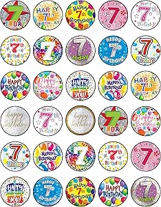 Amazon.com: 30x 7th Birthday Cupcake Toppers – Edible Happy Birthday ...