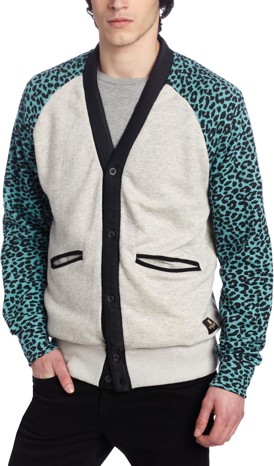 Crooks & Castles Men's Big and Tall Knit Cardigan-Cheater Sweater, Grey ...