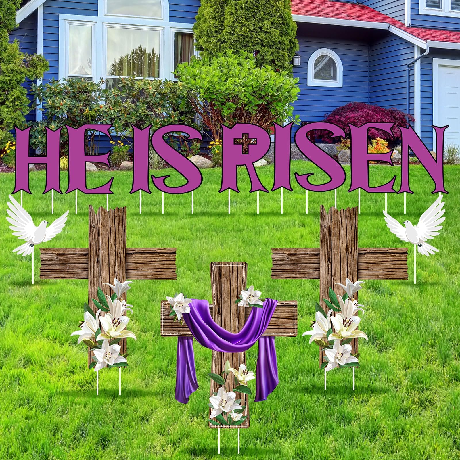 Amazon.com : Vercraft 9 Pcs Easter Resurrection Scene Yard Sign Easter ...
