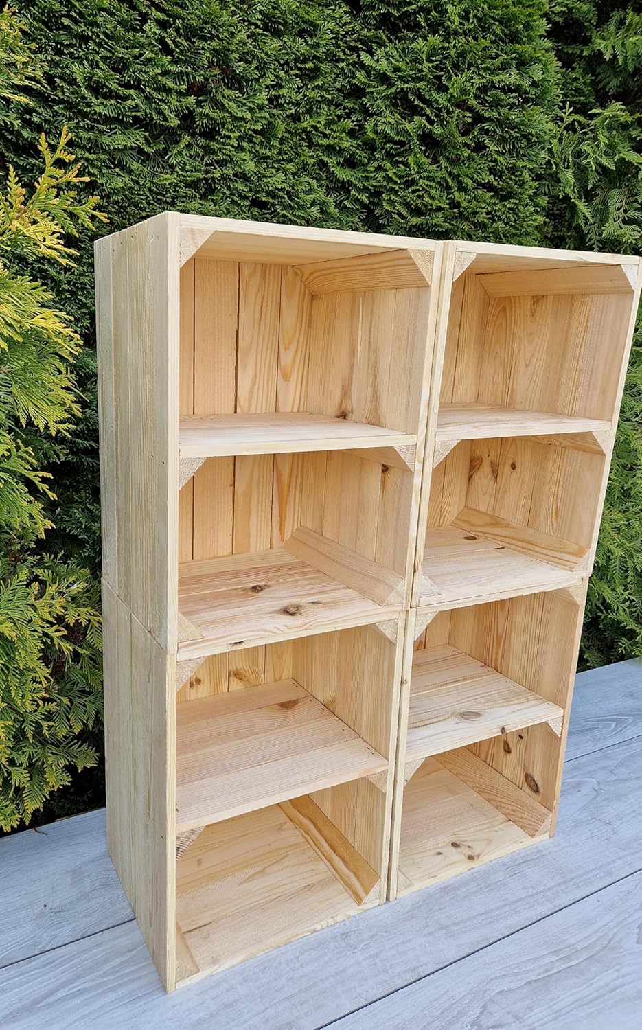 PYXIDAS Wooden Crates Burnt Effect Natural Long Short Smaller Storage ...