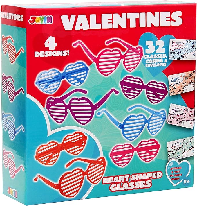 JOYIN 32 Packs Valentines Day Shade Glasses with Gift Cards Heart ...