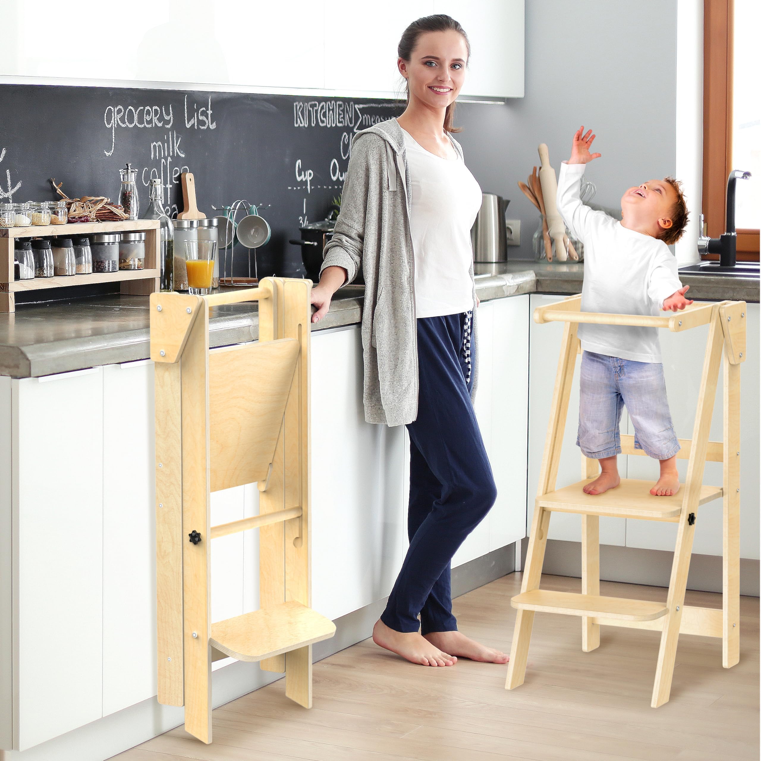 Amazon.com: Qifeila Foldable Toddler Tower, Montessori Toddler Step ...