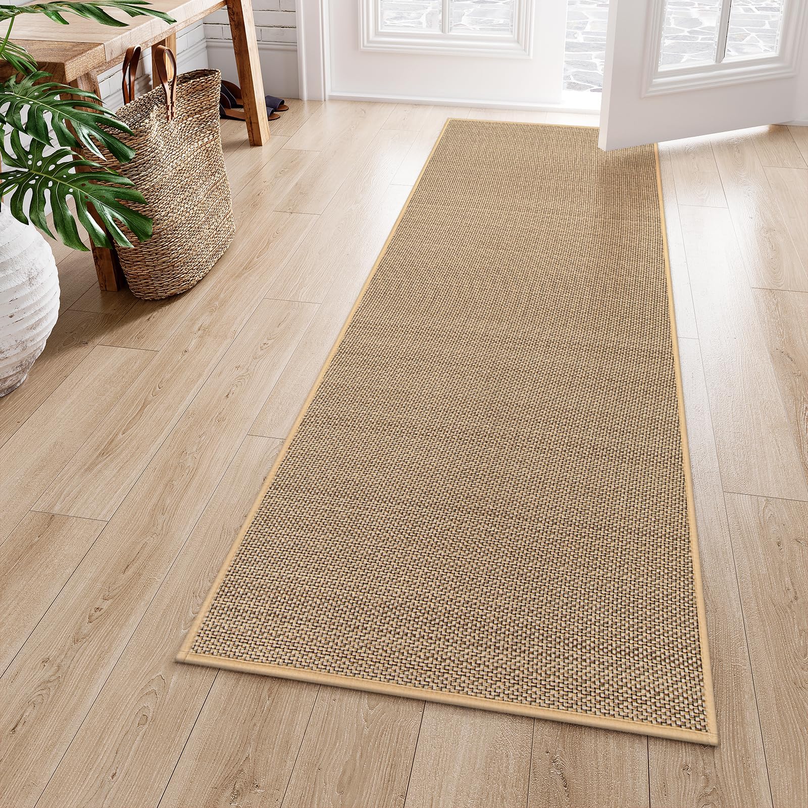 Amazon.com: Home Queen Solid Color Custom Size Runner Area Rug Beige, 2 ...