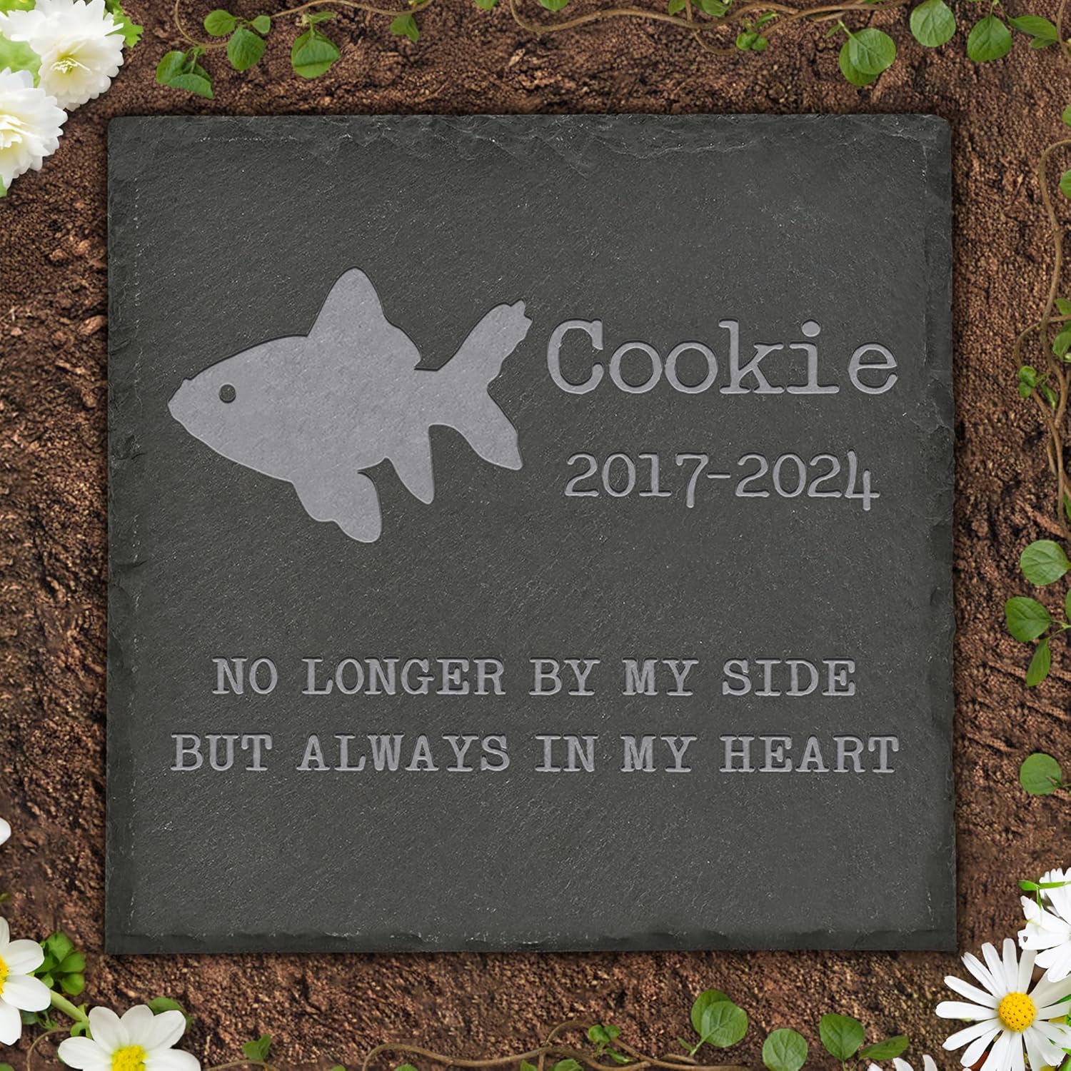Amazon.com : VIAKDEM Pet Memorial Stone Fish - Fish Headstone - Fish ...