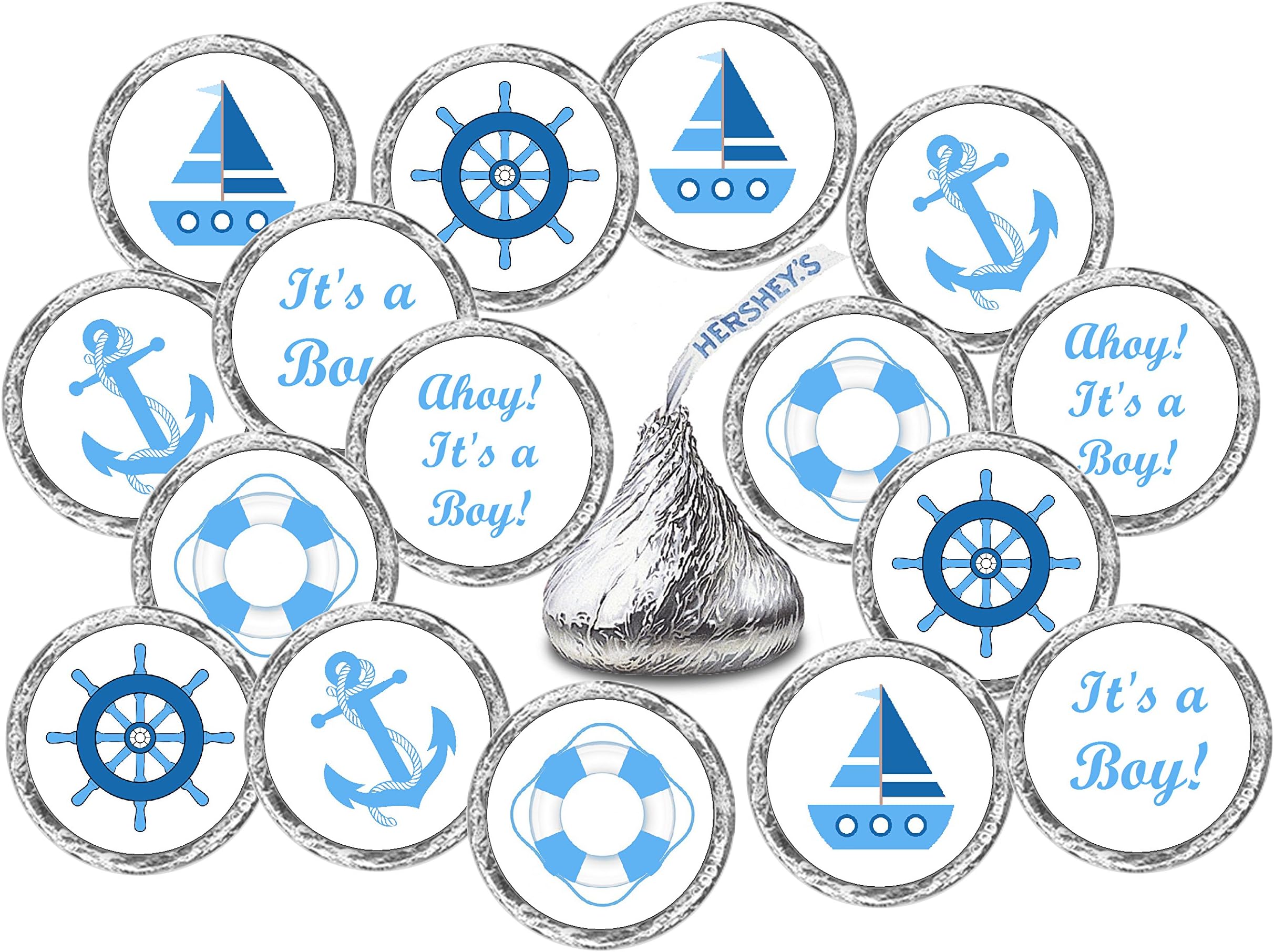 Amazon.com: 1.9 Inch It's a Boy Stickers Baby Shower Favors Blue Gray ...