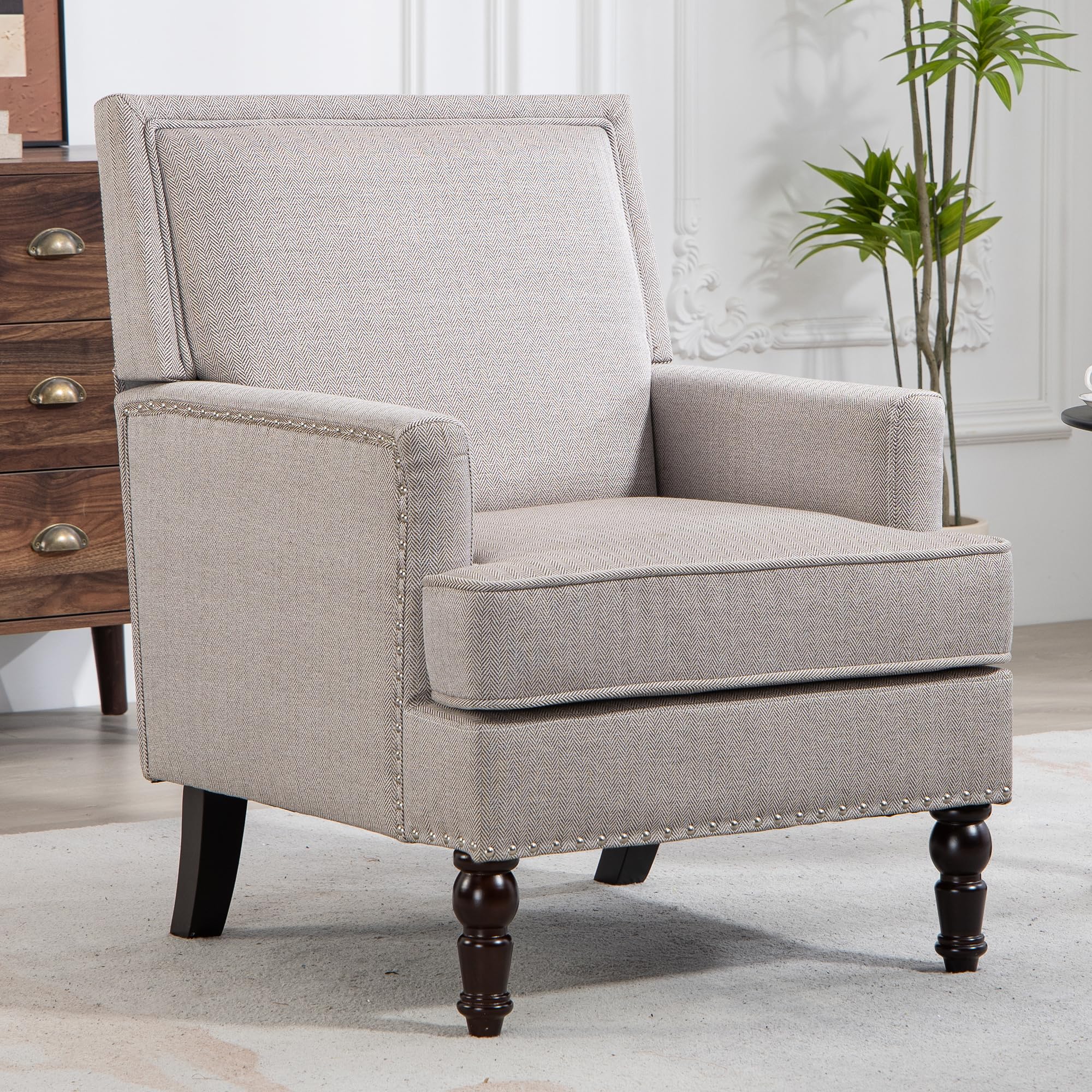 Amazon.com: Yogald Vintage Accent Armchair, Comfy Upholstered Reading ...