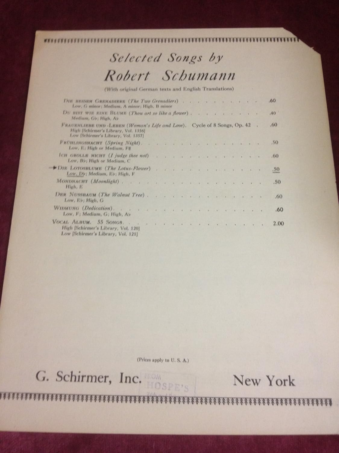 Die Lotosblume (The Lotus-Flower) "Myrthen," Op. 25, No. 7 (Selected ...