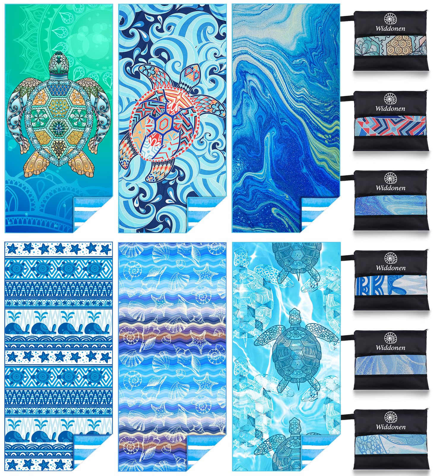 Amazon.com: 6 Pack Microfiber Lightweight Beach Towel Sand Free Quick ...