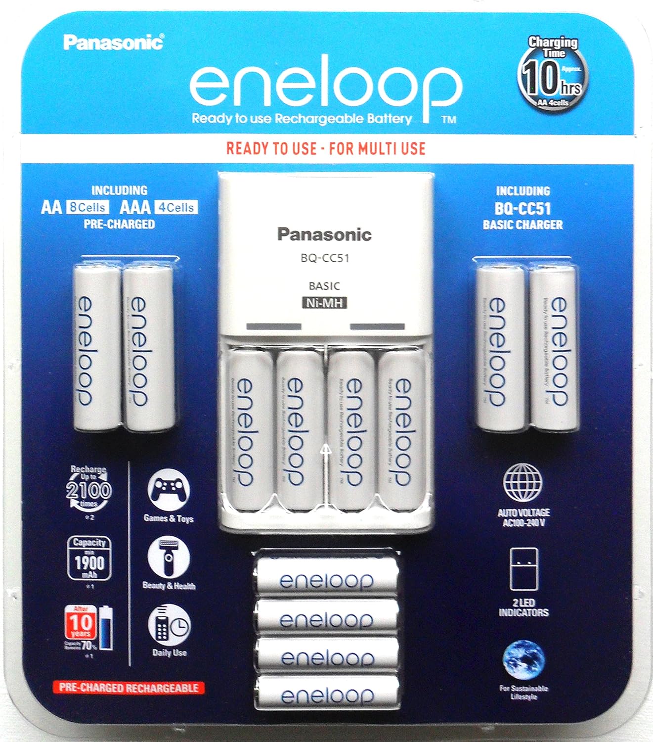 Panasonic eneloop BQ-CC51 Rechargeable Battery Nickel Metal Hydride AA ...