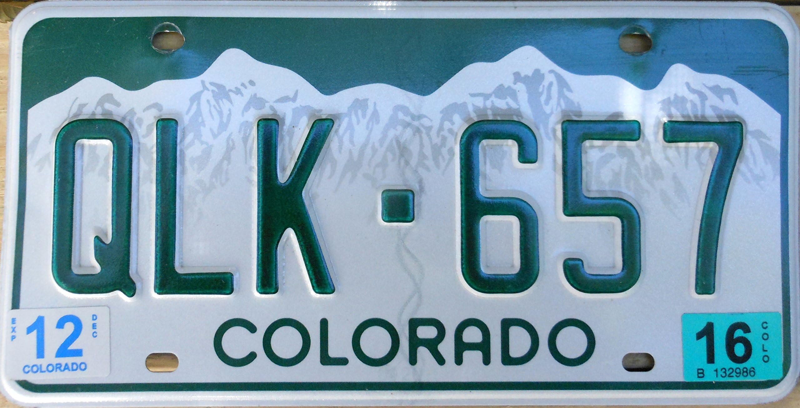 Amazon.com: Colorado License Plate Green numbers on White Mountain ...