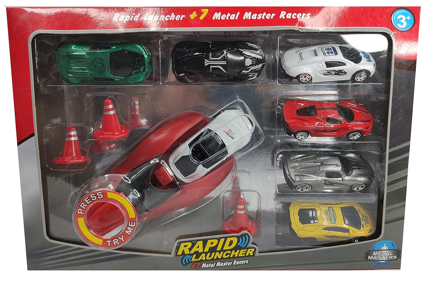 Buy Upam Rapid car Launcher with 7 Metal Master Racer Cars and One ...