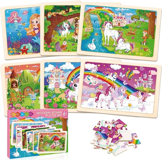 Amazon.com: 6 Packs Puzzles for Kids Ages 4-6, Unicorn Mermaid Princess ...