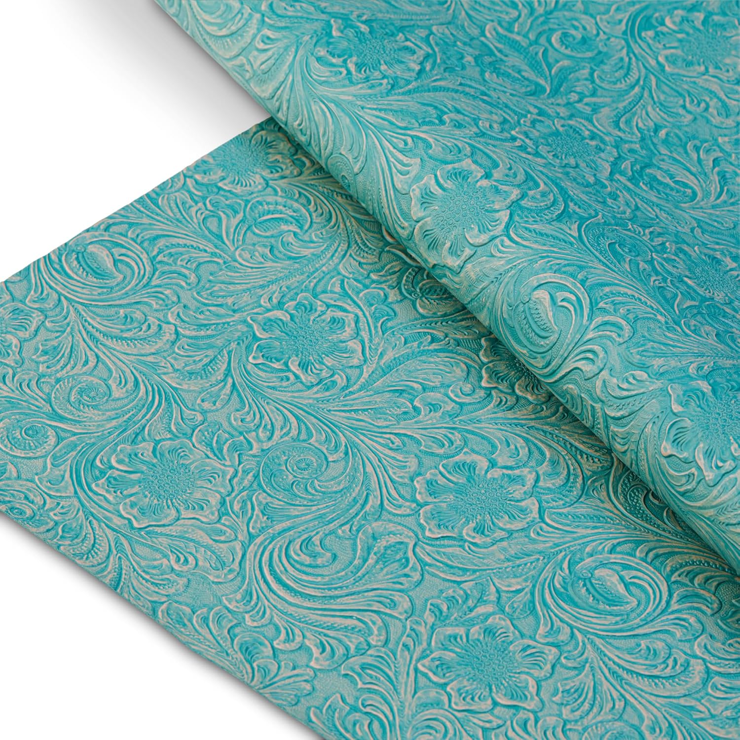 Amazon.com: Tooled Faux Leather Western Cowboy, Floral Embossed Vinyl ...