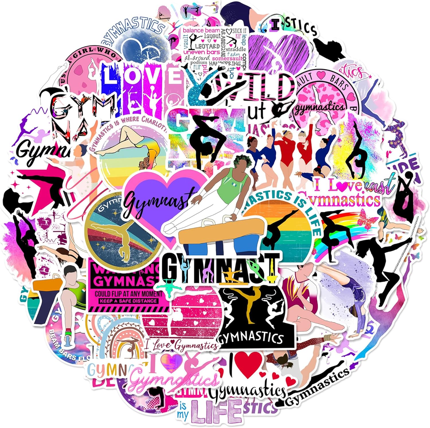 Amazon.com: Sports Event: Gymnastics Stickers Pack, 50PCs Athletic ...