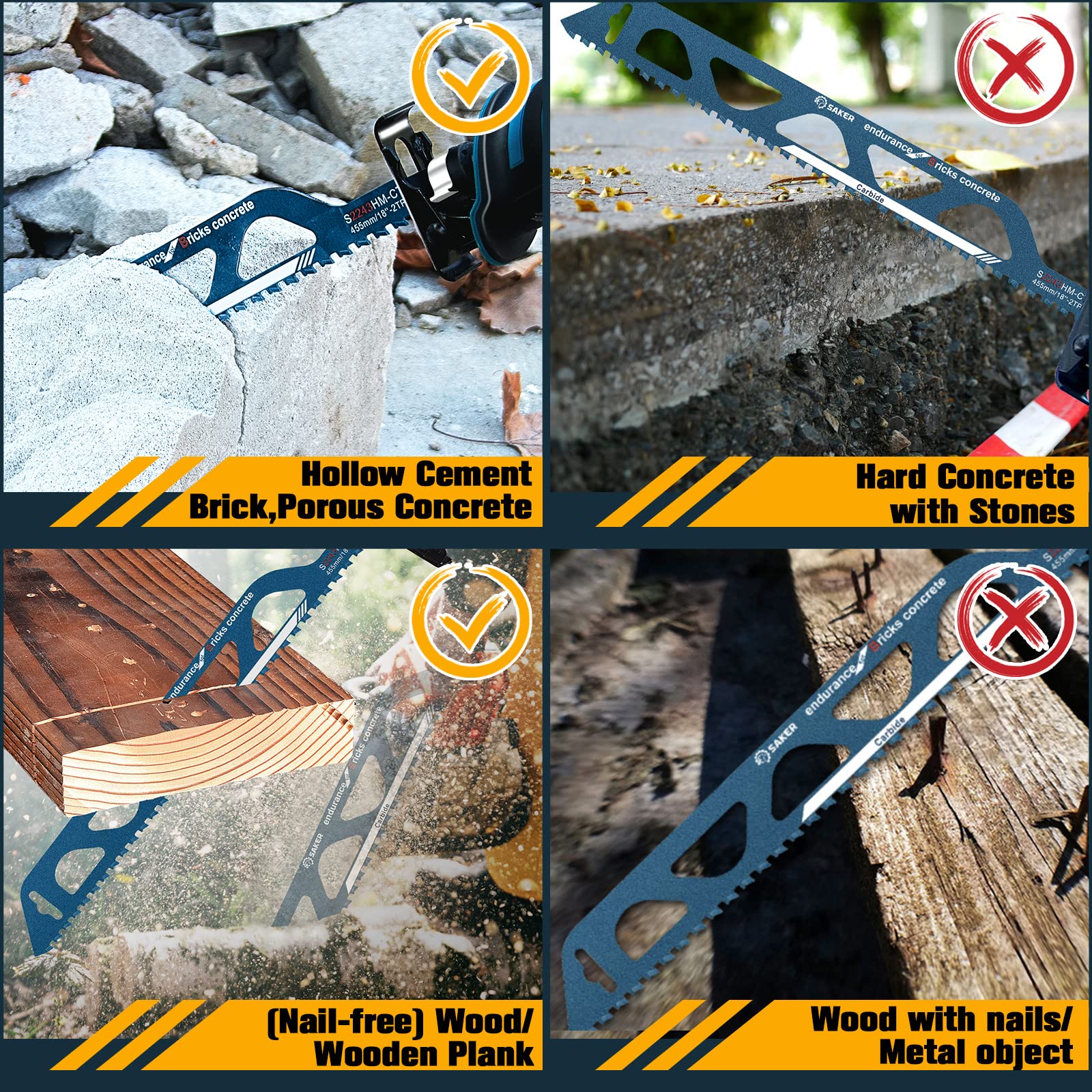Saker Reciprocating Saw Blade For Cutting Wood Porous Concrete Brick at ...