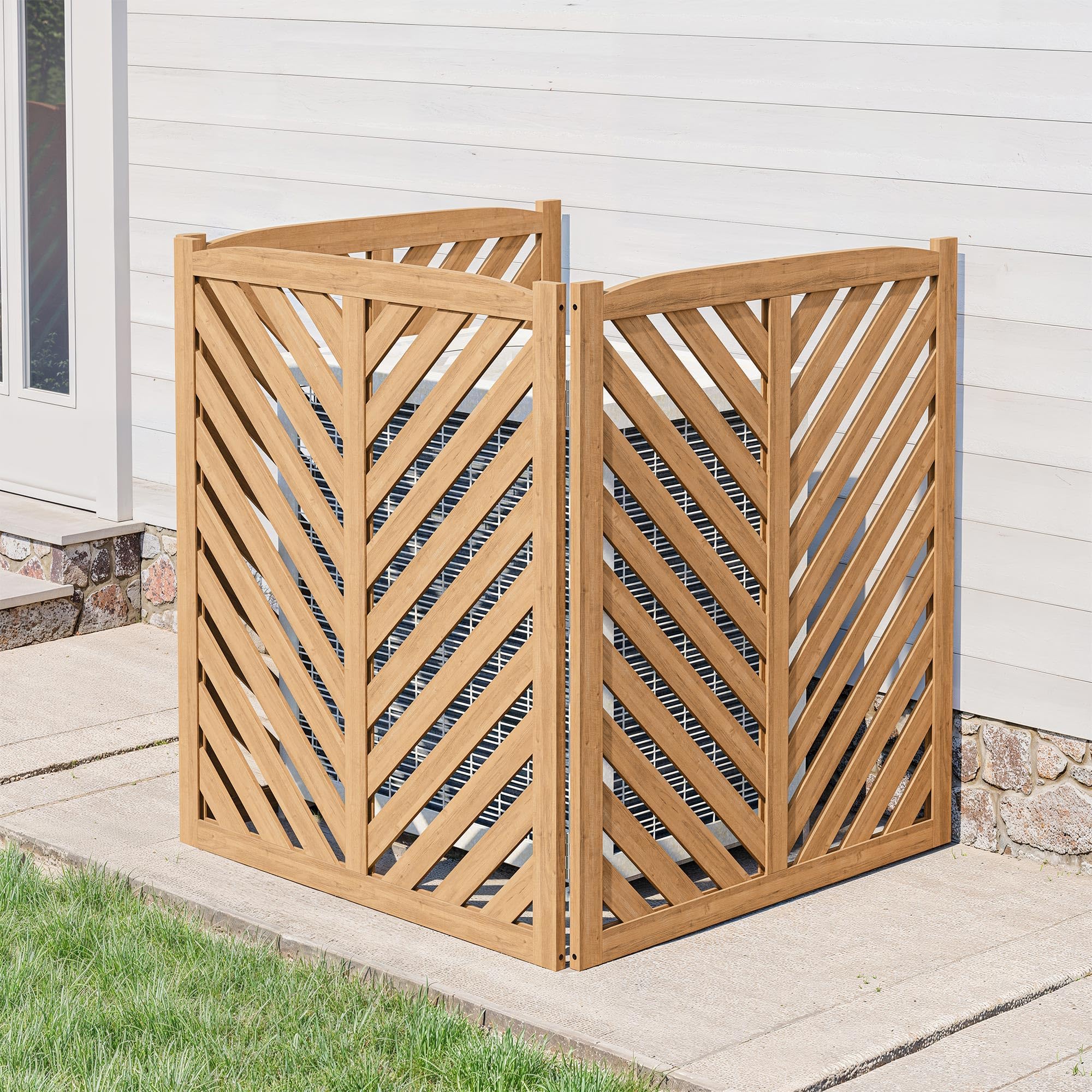 Amazon.com : 3-Panel Outdoor Air Conditioner Fence Screen, Outside Wood ...
