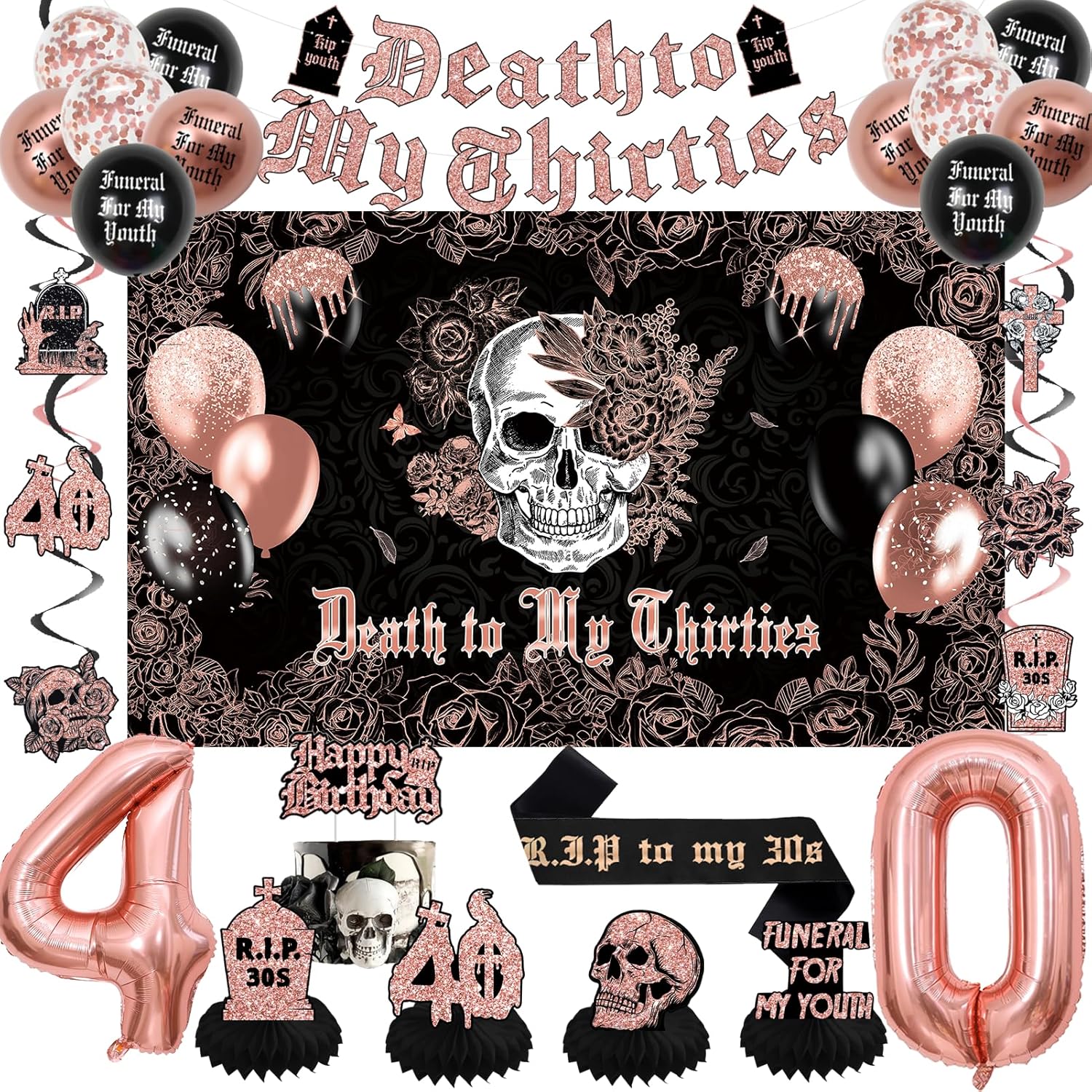 Amazon.com: Crenics Death to My 30s Decorations - Death to My Thirties ...
