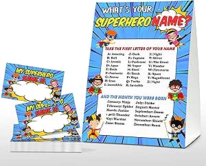 Amazon.com: What's Your Superhero Name Game - Super Hero Birthday Party ...