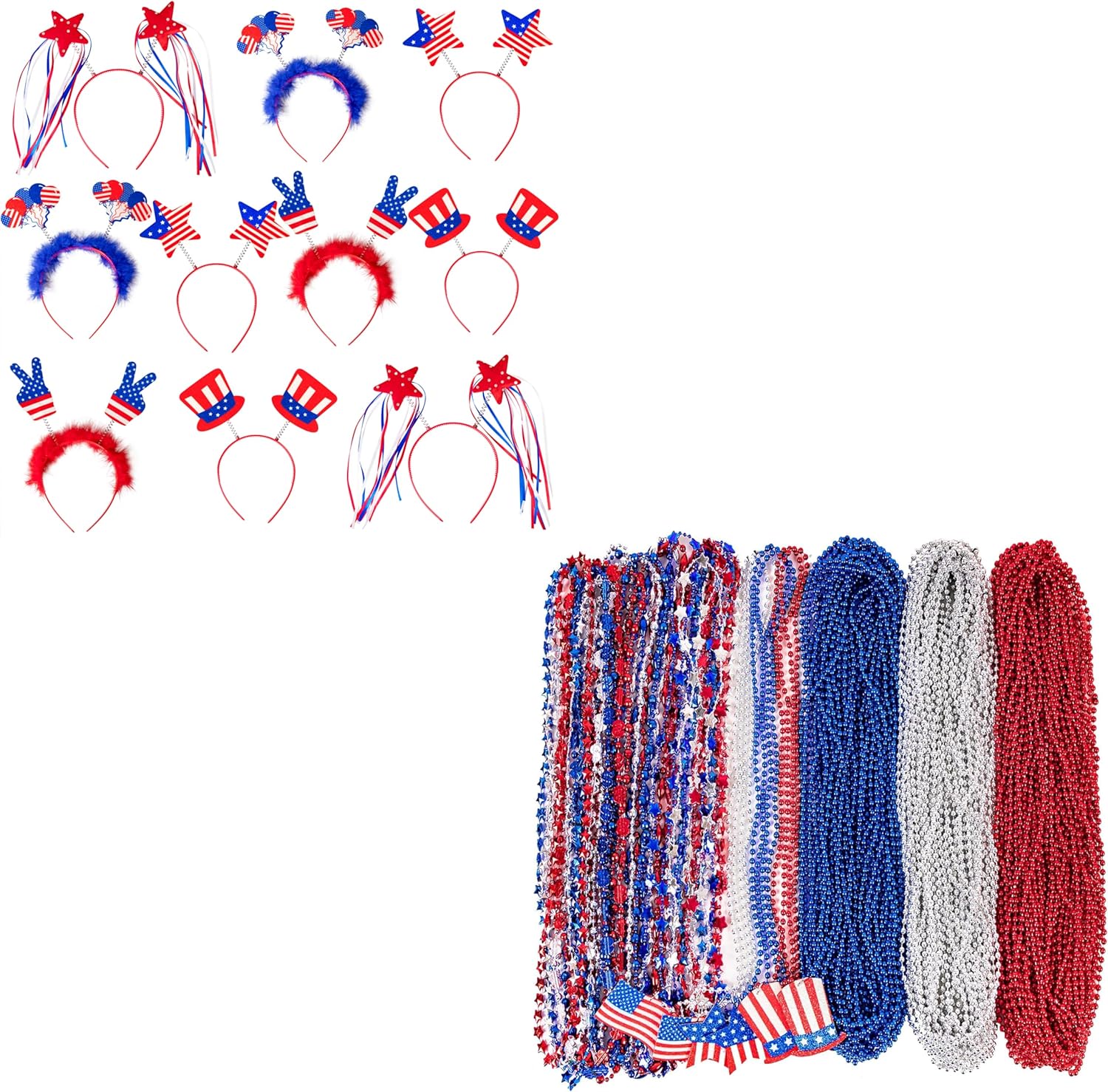 Amazon.com: Moon Boat 10PCS Patriotic Head Boppers Headband, 72PCS ...