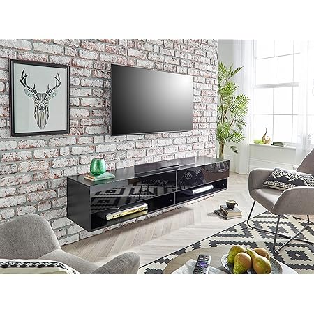 MMT Furniture Designs Ltd TS013 Floating Timber TV cabinet, 1400mm Wide ...