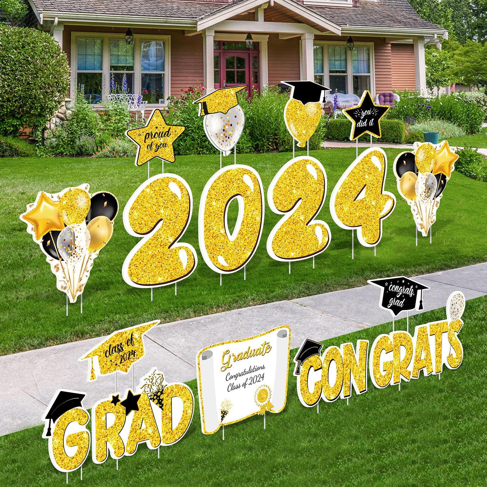 Snapklik.com : Durony 17 Pieces 2024 Congrats Grad Lawn Yard Decor ...