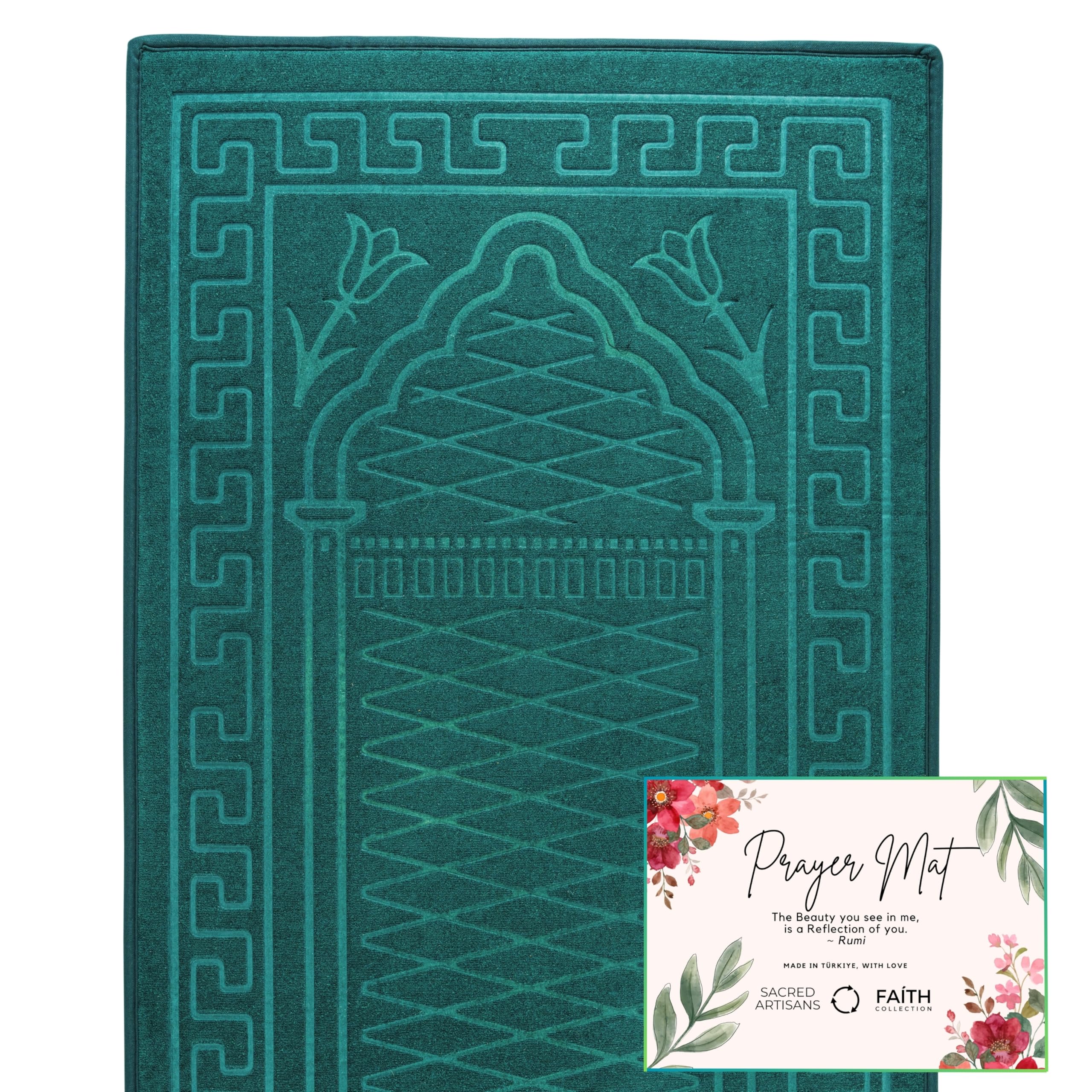 Amazon.com: Sacred Artisans Prayer Mat, Paradise Green, Padded with Thick, Soft, Luxury Foam ...