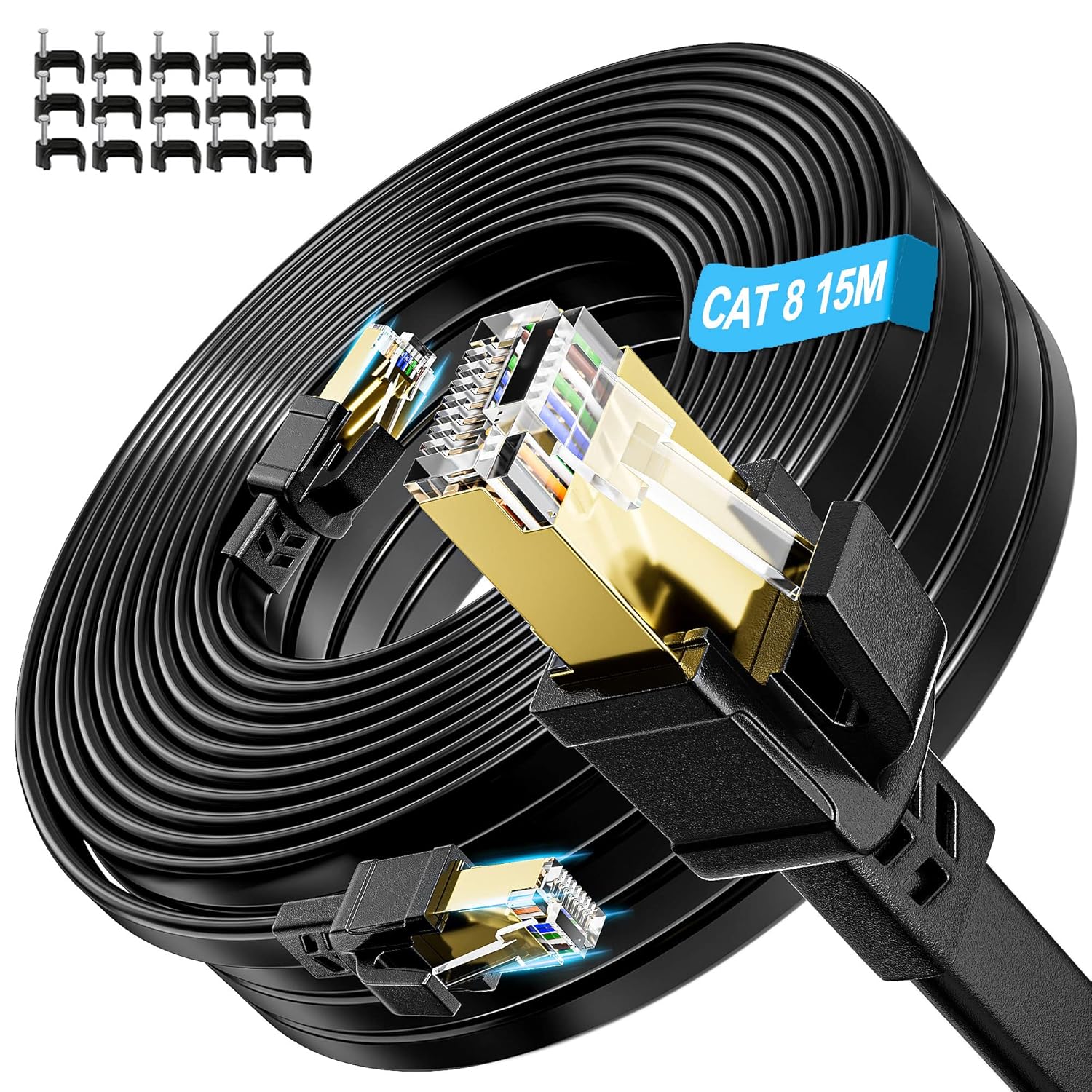 Cavo Ethernet Cat 8 15 Metri Schermato Cavo LAN 15m Filo Ethernet ...