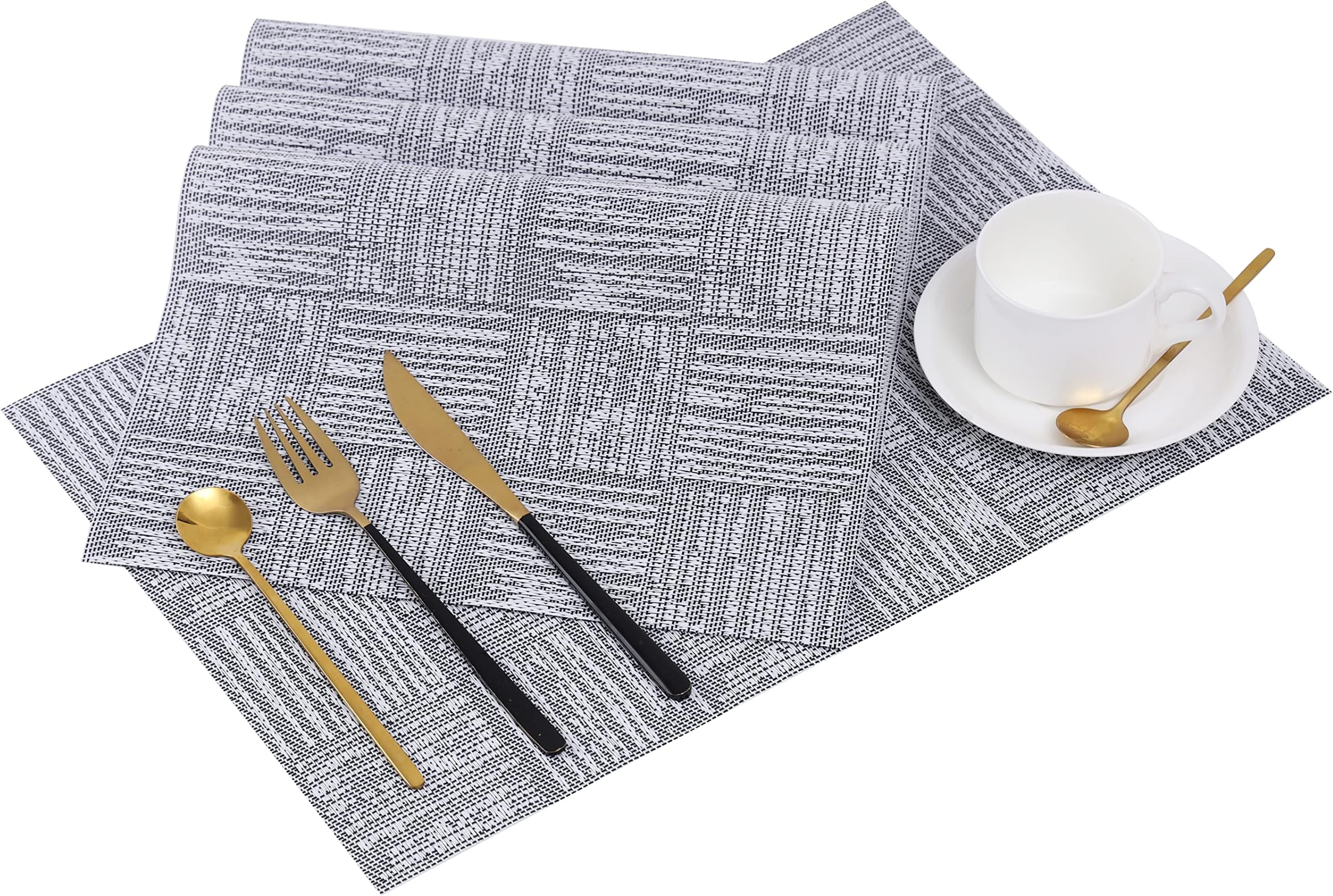 Amazon.com: 4 Piece Placemats, Heat Resistant Non-Slip Washable PVC ...