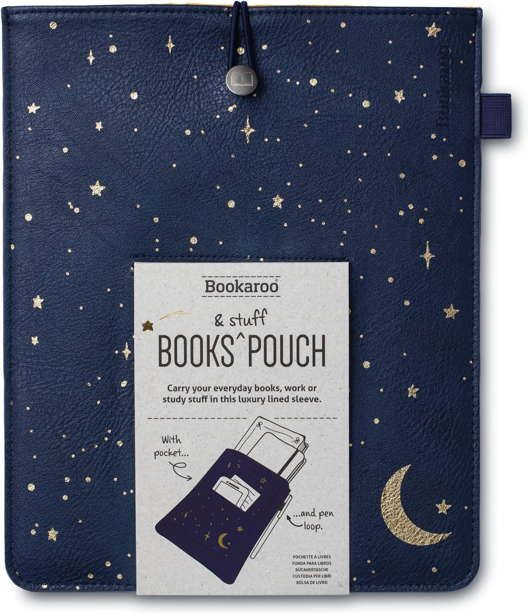 IF Bookaroo Books Stuff Pouch - Moon & Stars, Dark Blue/Gold : Amazon ...