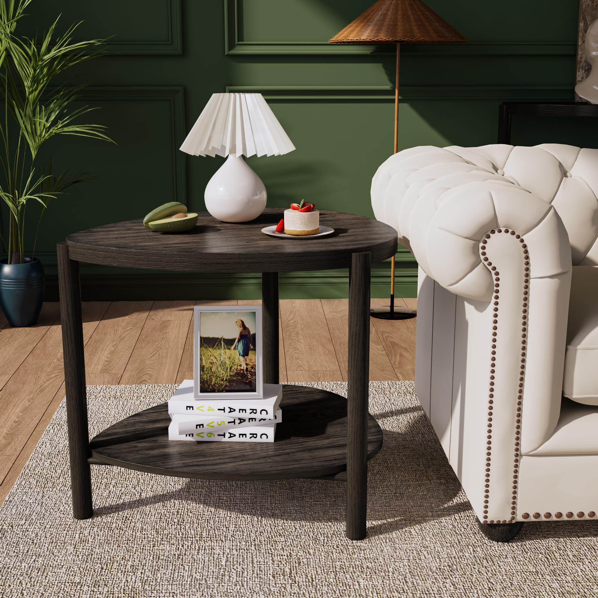 Snapklik.com : MODERION Teardrop Two-Tier End Table, Farmhouse Side Table